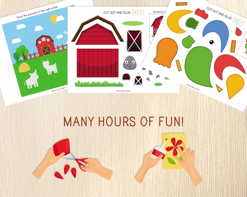 Farm Animals Cut & Glue Worksheets - Scissor Skills Activities ...