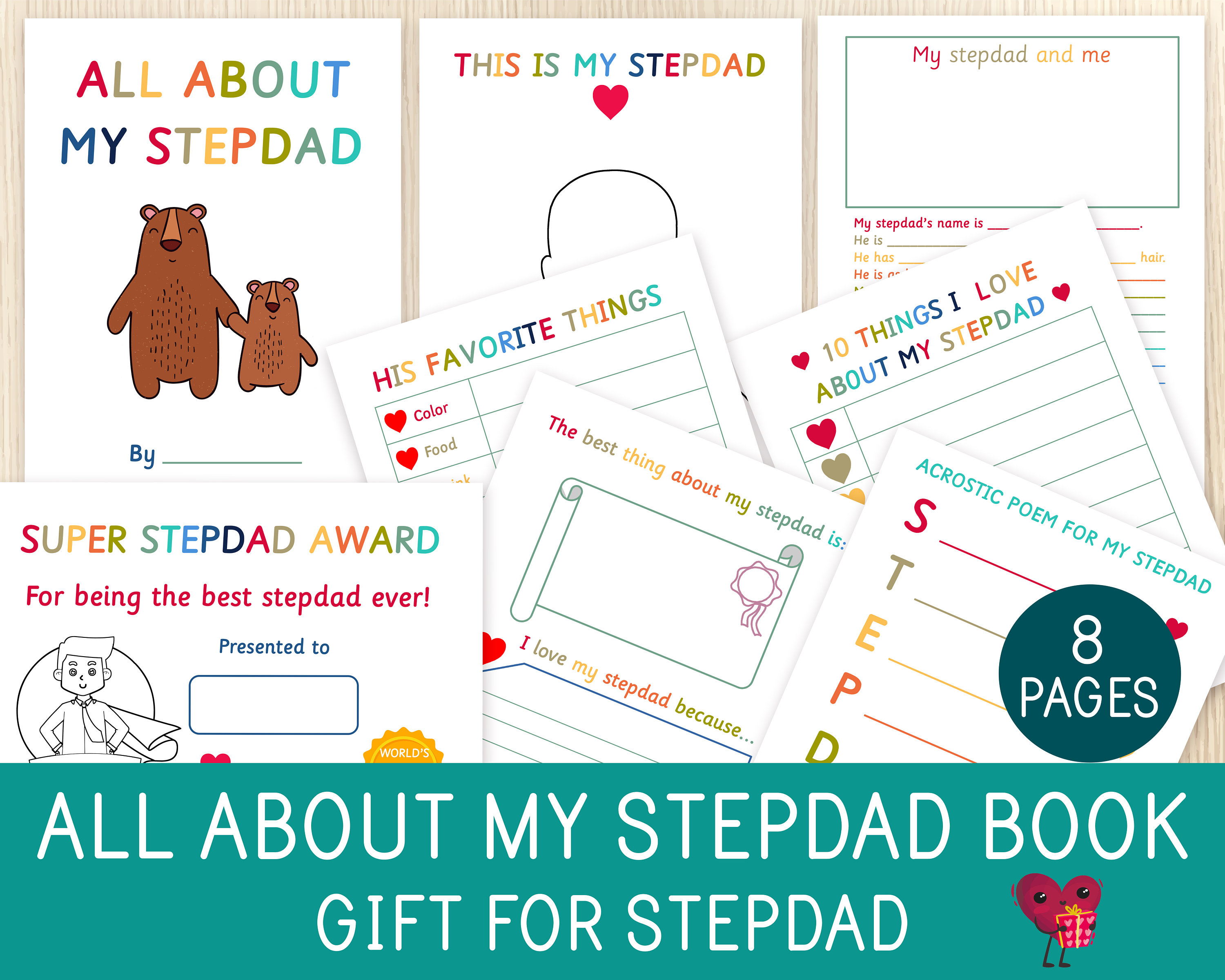 All About My Stepdad Book Father's Day Gift Birthday - Etsy