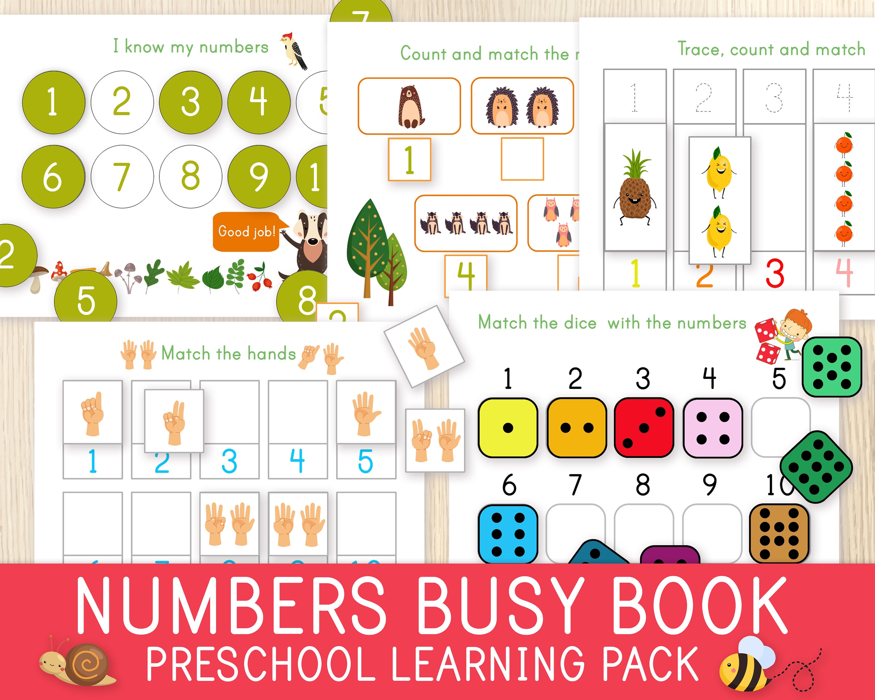 Numbers Busy Book - Toddler, Preschool Learning Binder - Preschool Busy ...