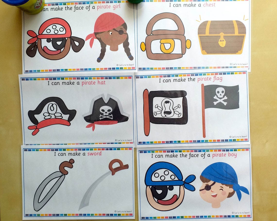 Pirates Playdough Mats, Play Doh, Preschool, Kindergarten Activity ...