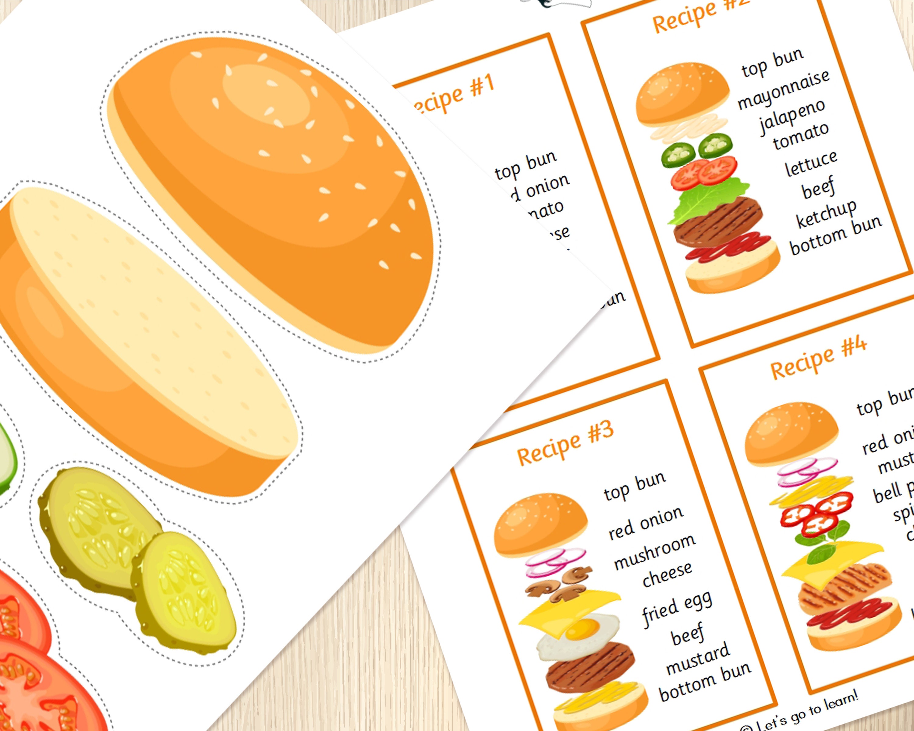 Build a Burger Game Pretend Play Toddler Preschool - Etsy