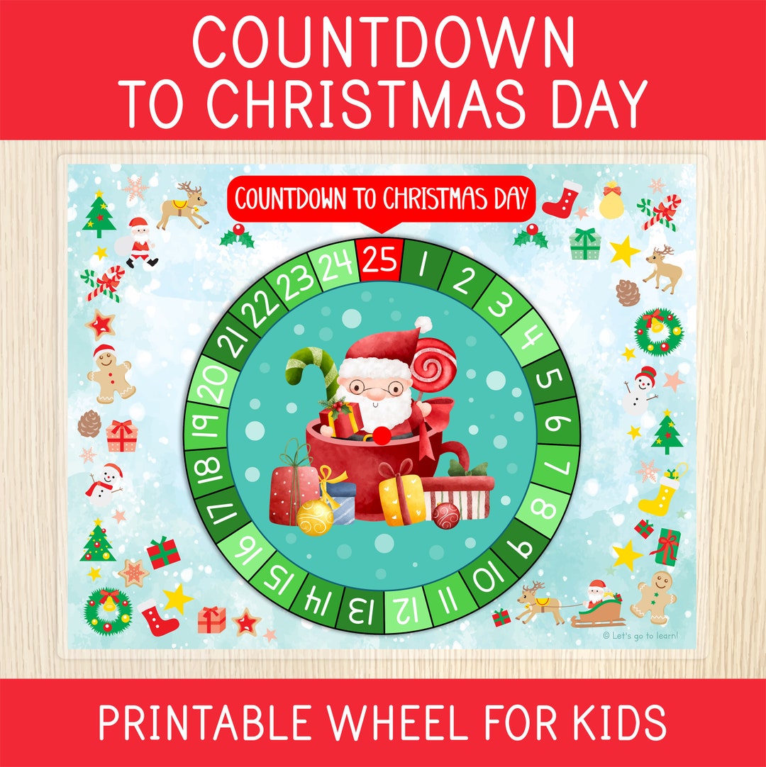 Advent Calendar, Countdown to Christmas Wheel for Kids, Printable ...