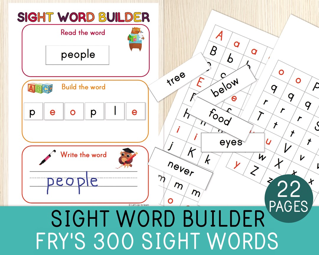 Sight Word Builder - Fry's 300 Sight Words - Pre-k, Kindergarten ...