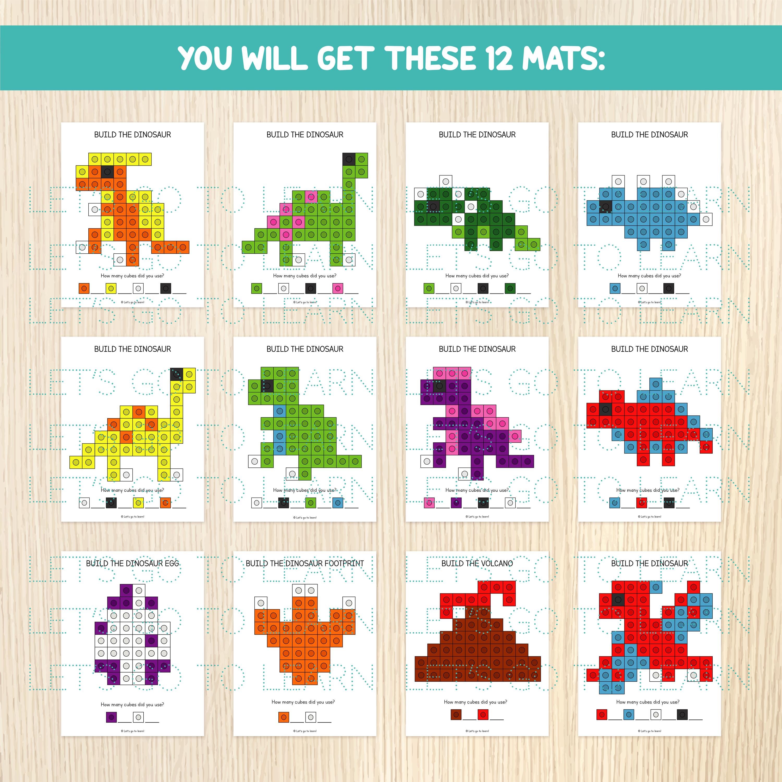 Dinosaur Snap Cubes Mats - Preschool & Kindergarten Educational Game ...