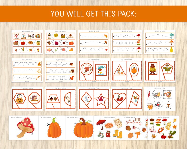 Autumn Cutting Practice Fall Scissor Strips Preschool - Etsy