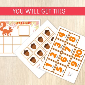 Squirrel Counting Activity, Counting Practice 1-10, Matching Activity ...