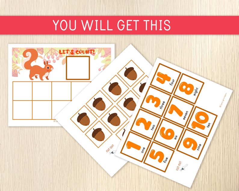 Squirrel Counting Activity Counting Practice 1-10 Matching | Etsy