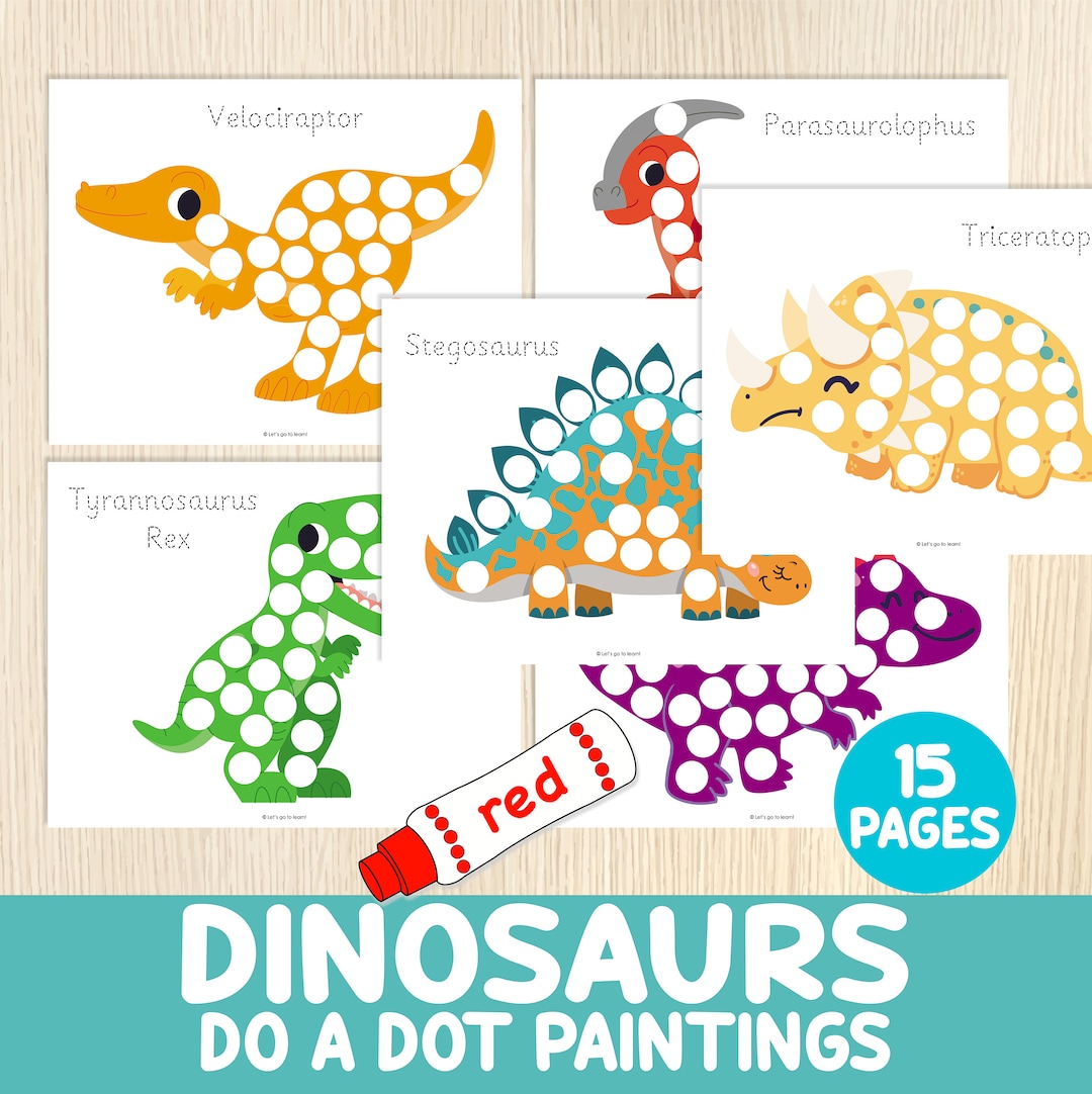 Dinosaur Do a Dot Paintings, Dot Markers, Fine Motor Skills Activity ...