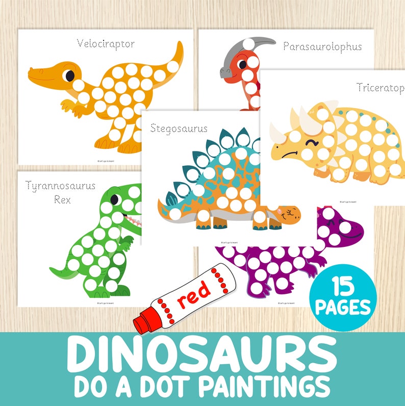 Dinosaur Do a Dot Paintings, Dot Markers, Fine Motor Skills Activity ...