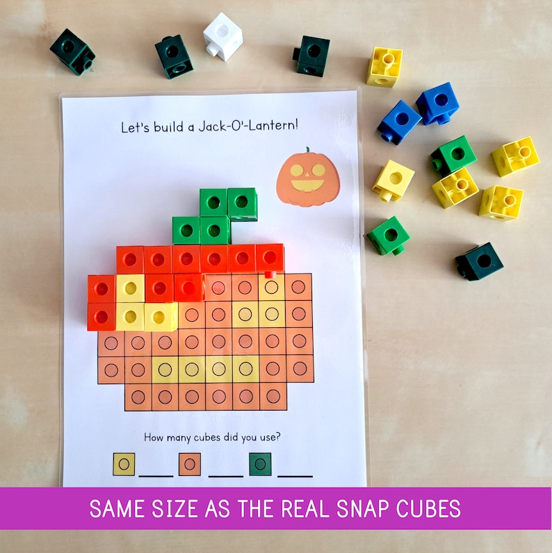 Halloween Snap Cubes Mats, Connecting Cubes Task Cards, Preschool ...