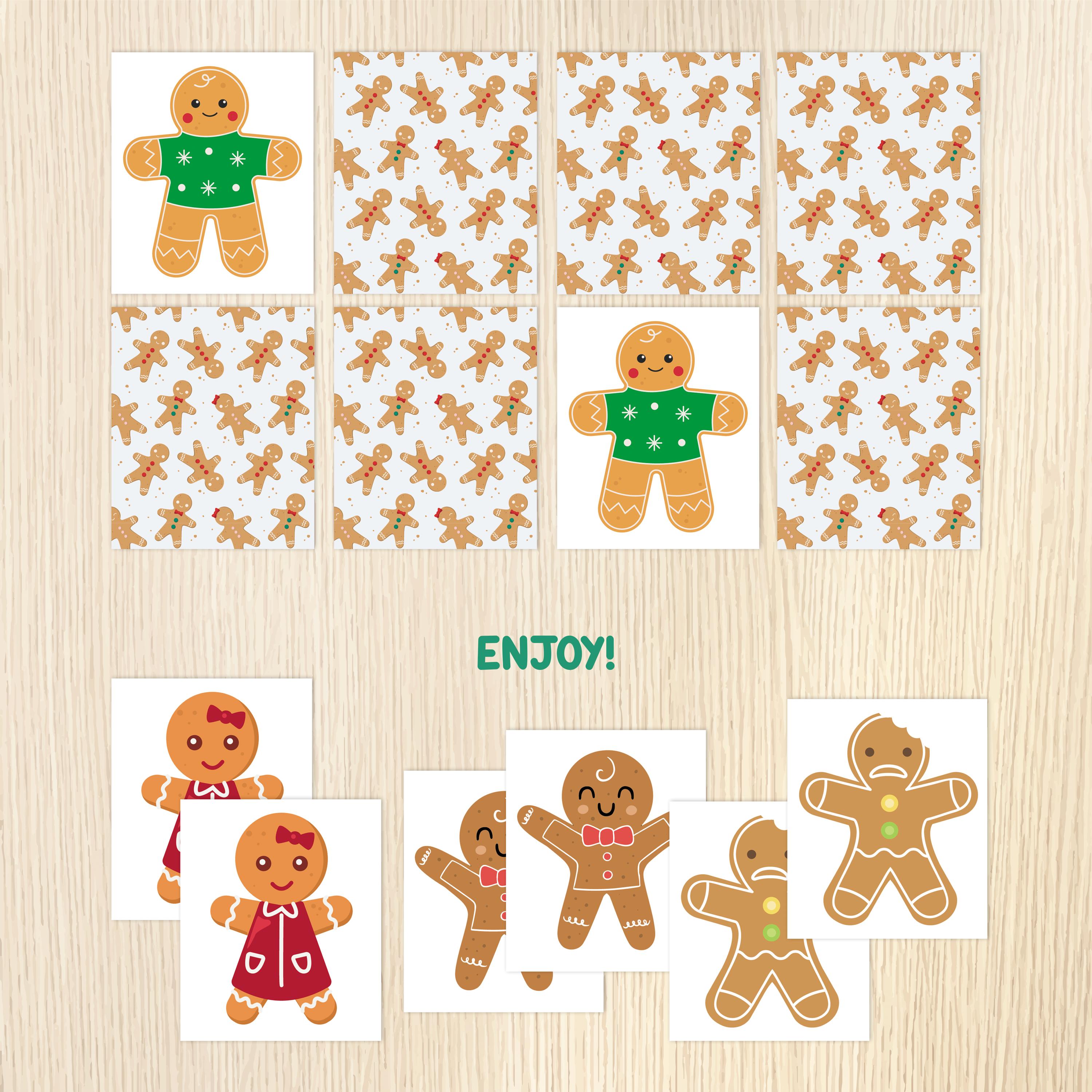 Gingerbread Men Memory Game for Kids - Christmas Cookies Matching Cards ...