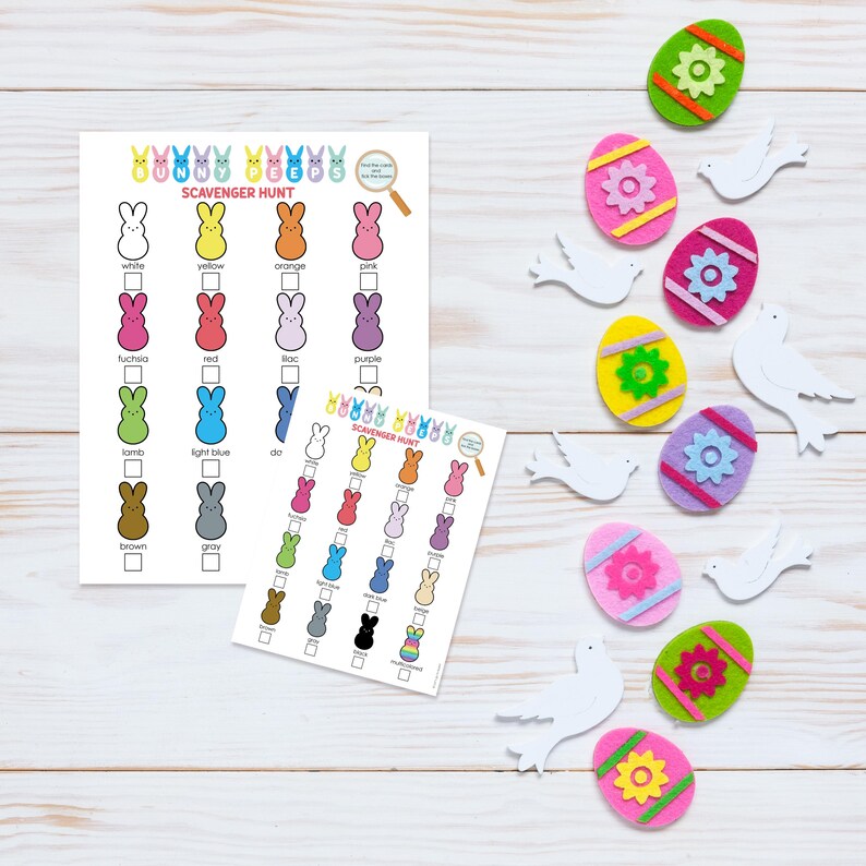 Easter Bunny Peeps Scavenger Hunt With Cards to Hide - Indoor Outdoor ...