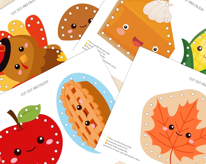 Fall Lacing Cards, Preschool Fine Motor Skill Activity, Fall Toddler ...
