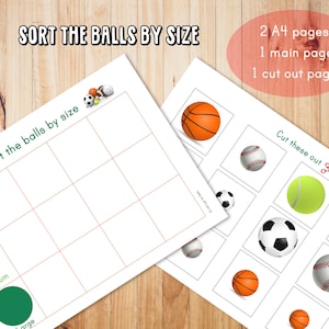 Sort the Balls by Size Worksheet Kids Activity Preschool | Etsy