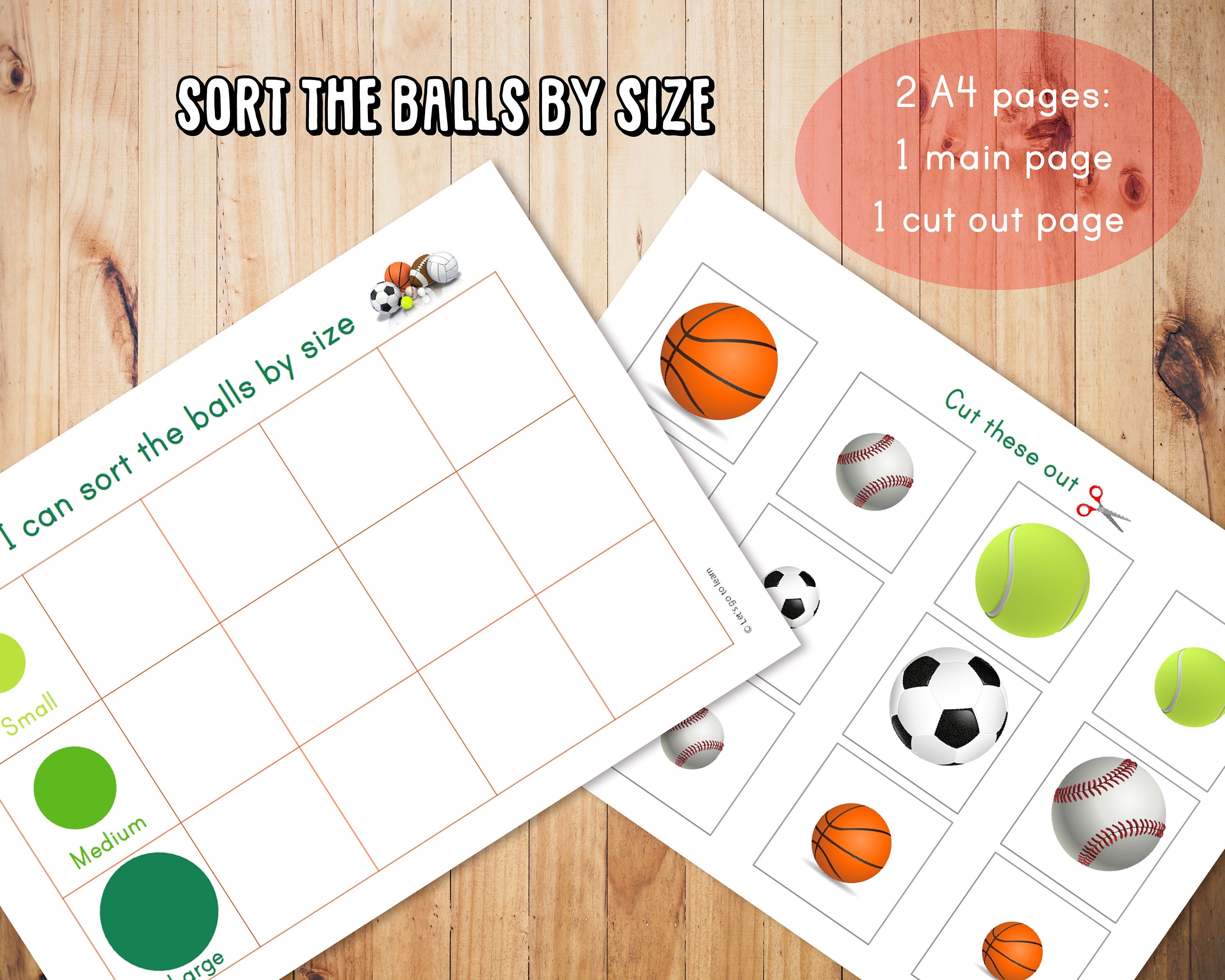 Sort the Balls by Size Worksheet Kids Activity Preschool | Etsy