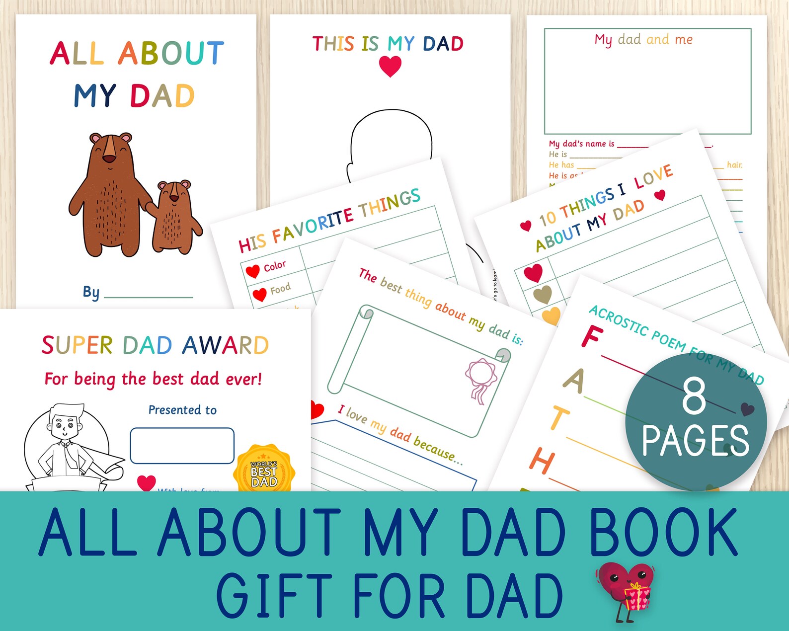 All About My Dad Book Father's Day Gift Birthday - Etsy