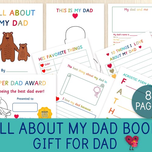 All About My Dad Book Father's Day Gift Birthday - Etsy
