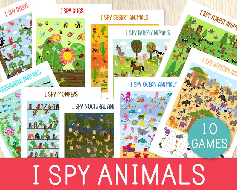 I Spy Animals 10 Seek and Find Games Counting Activity - Etsy