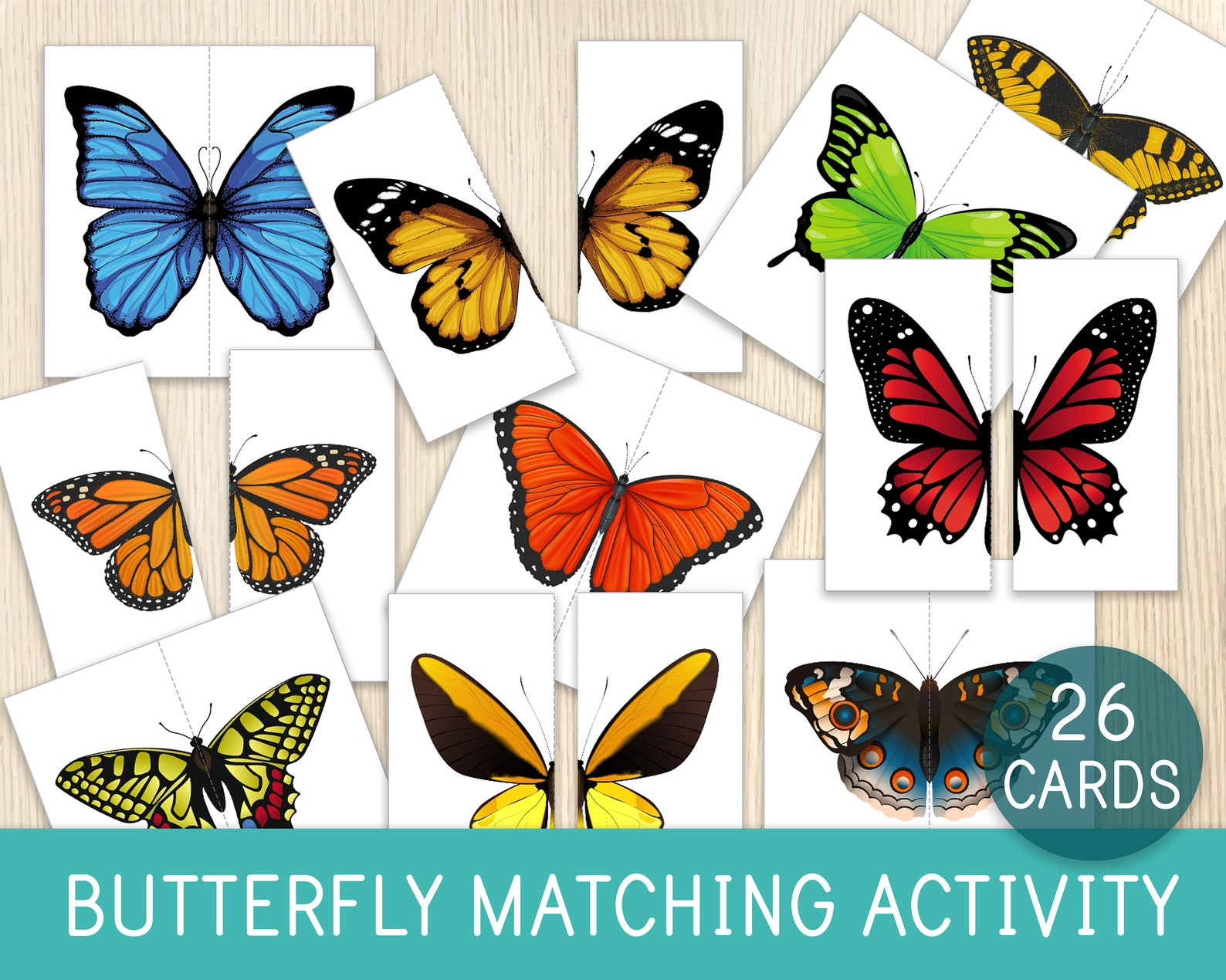 Butterfly Matching Activity Butterfly Puzzles Symmetry Kids - Etsy