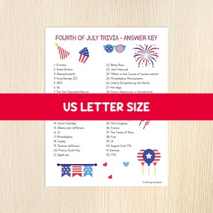4th of July Trivia - 42 Question Cards - Independence Day Party Game ...