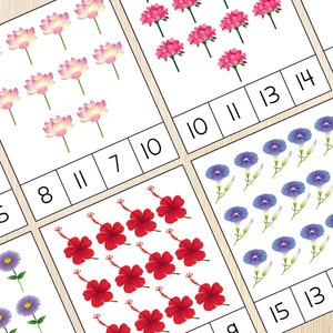 Flower Count & Clip Cards, Numbers 1 to 20, Counting Activity, Spring ...