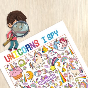 Unicorns I Spy, Seek and Find, Look and Find, 2 Printable Games, Party ...