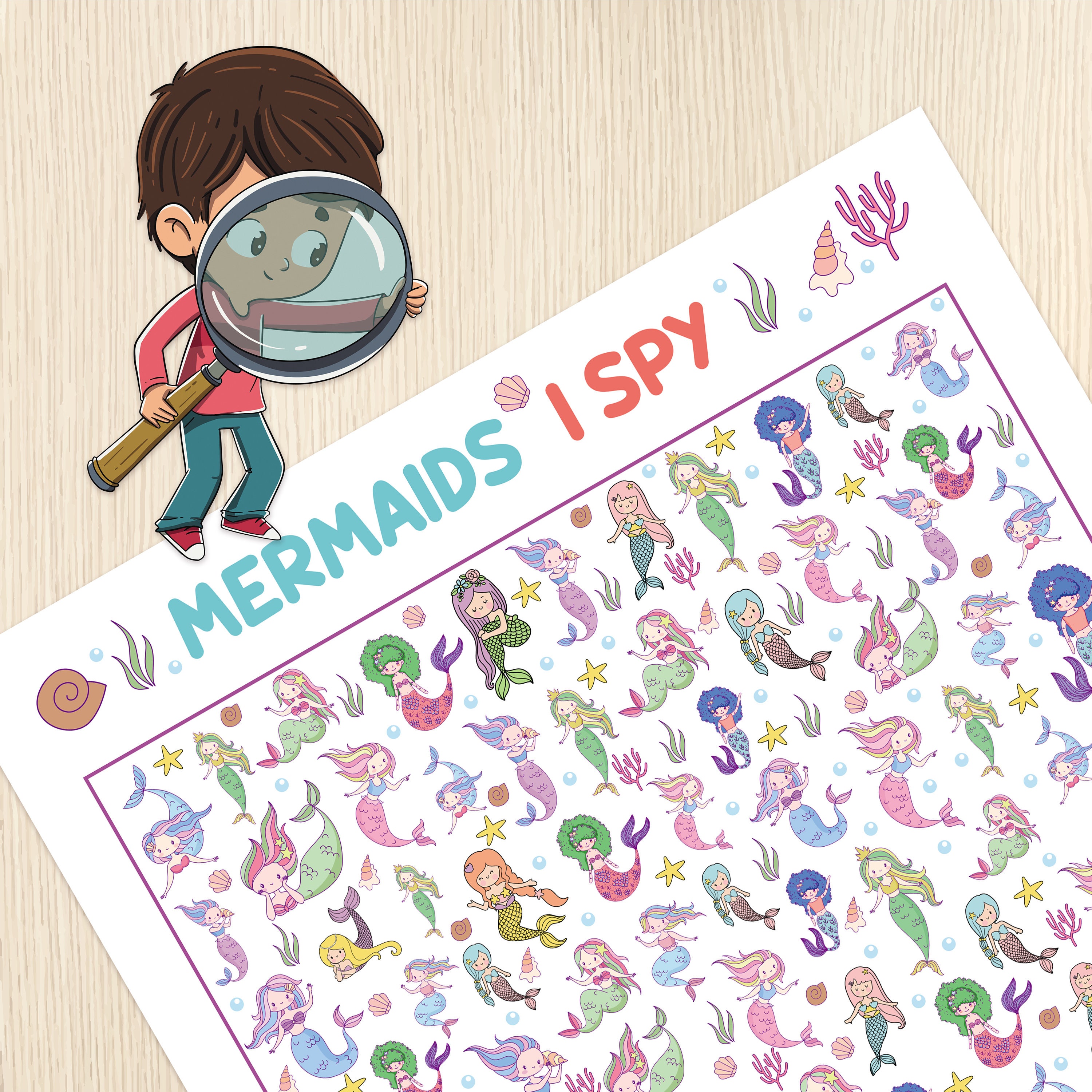 Mermaids I Spy Games, Look & Find, Counting Activity, Birthday Party ...