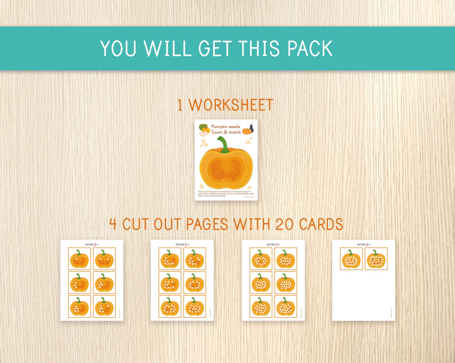 Pumpkin Seeds, Count and Match Game, Numbers 1-20, Fall - Autumn ...