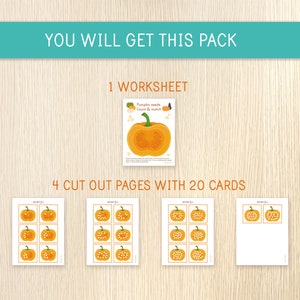Pumpkin Seeds, Count and Match Game, Numbers 1-20, Fall - Autumn ...