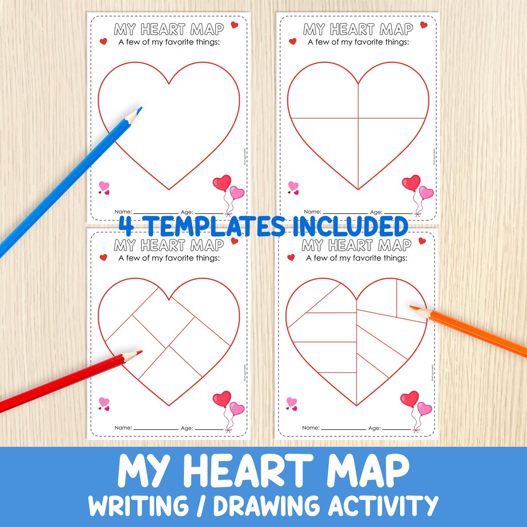 My Heart Map, Writing & Drawing Activity, Writer's Notebook, Writer's Workshop, Elementary ...
