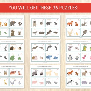 Mother & Baby Animals Matching Games, 36 Puzzles, Matching Activity for ...