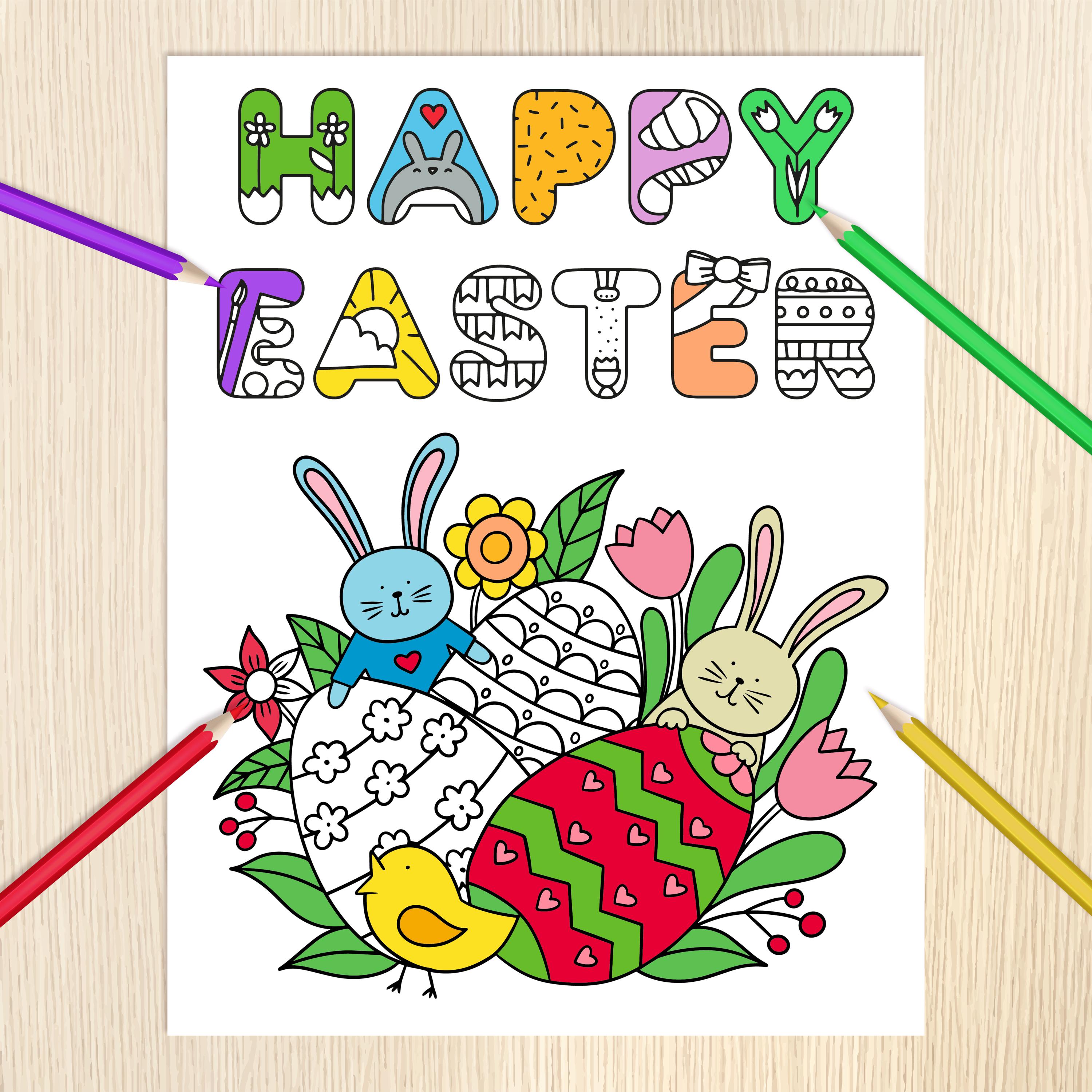 Easter Coloring Pages for Kids - Fun & Easy Easter Activity - Toddler ...