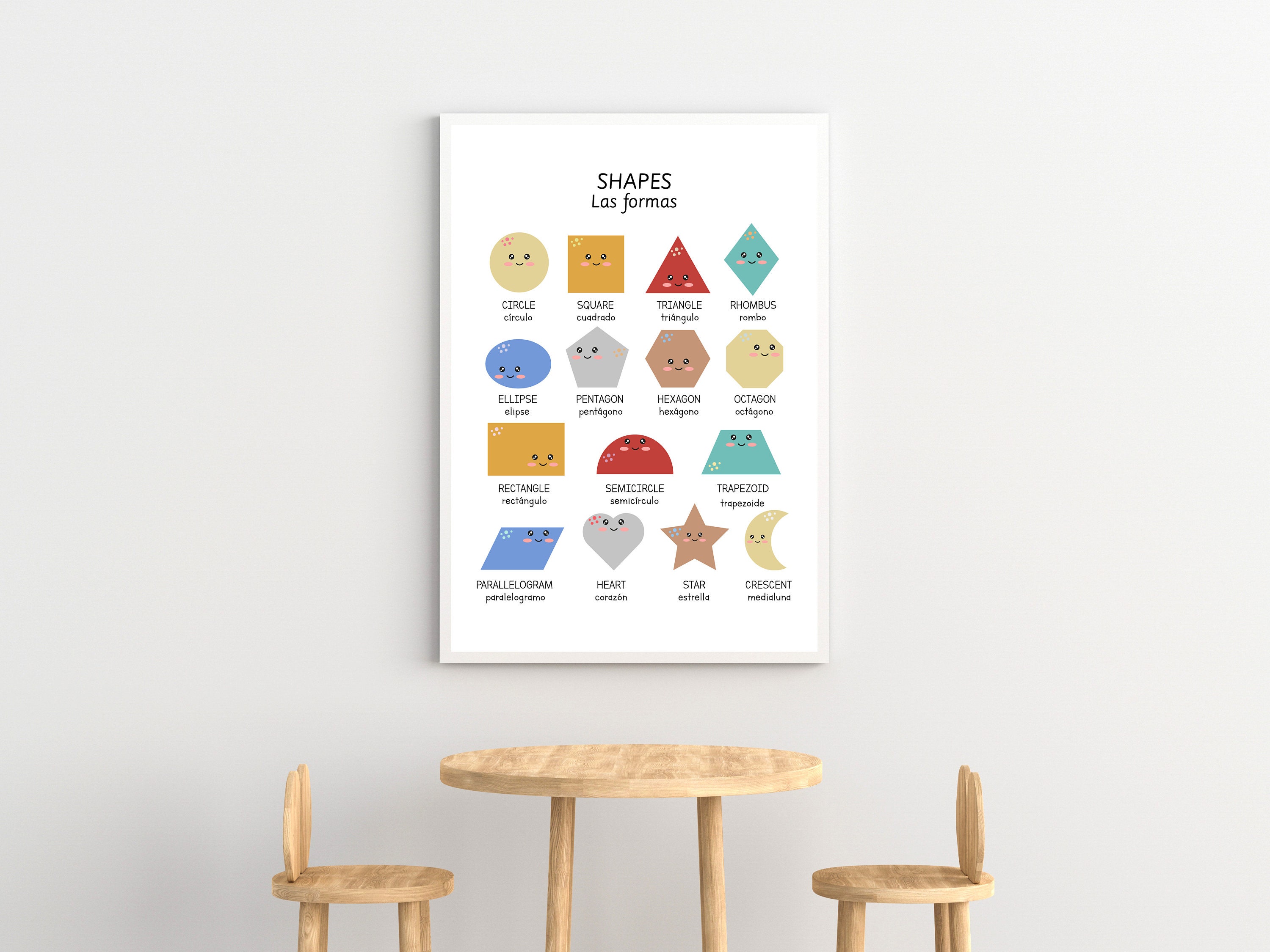 Shapes Poster in English & Spanish, Bilingual Poster, Classroom and ...