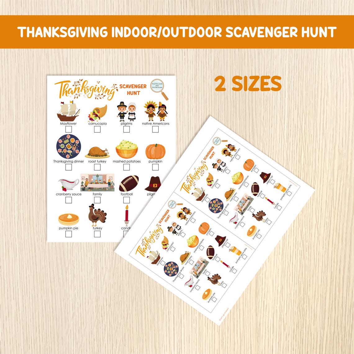 Thanksgiving Scavenger Hunt With Cards to Hide, Indoor Outdoor Treasure ...
