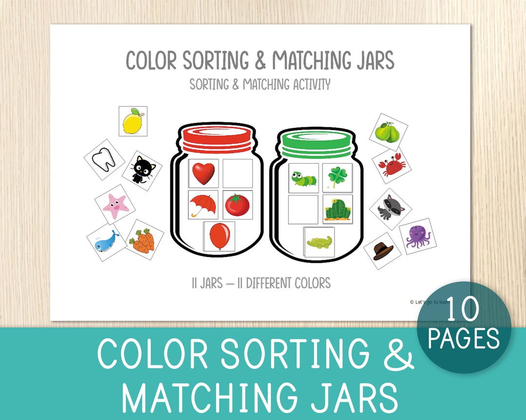Color Sorting & Matching Jars - 11 Different Colors, Matching Activity ...