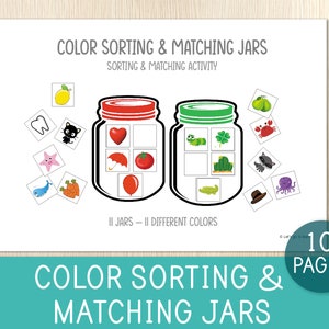 Color Sorting & Matching Jars - 11 Different Colors, Matching Activity ...