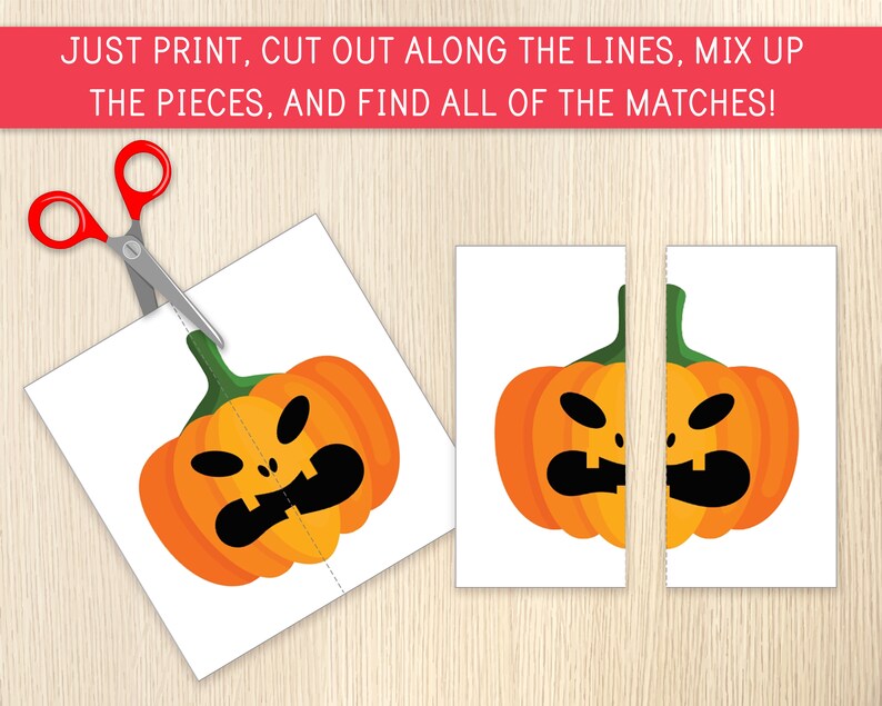 Pumpkin Matching Game Halloween Matching Game Halloween - Etsy