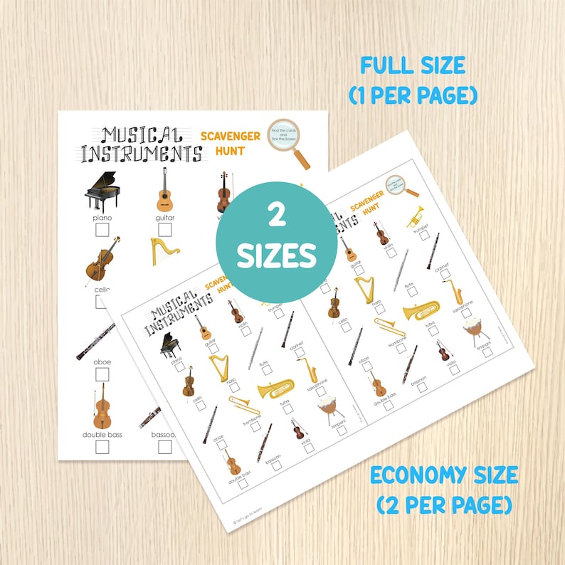 Musical Instruments Scavenger Hunt With Cards - Treasure Hunt Game ...