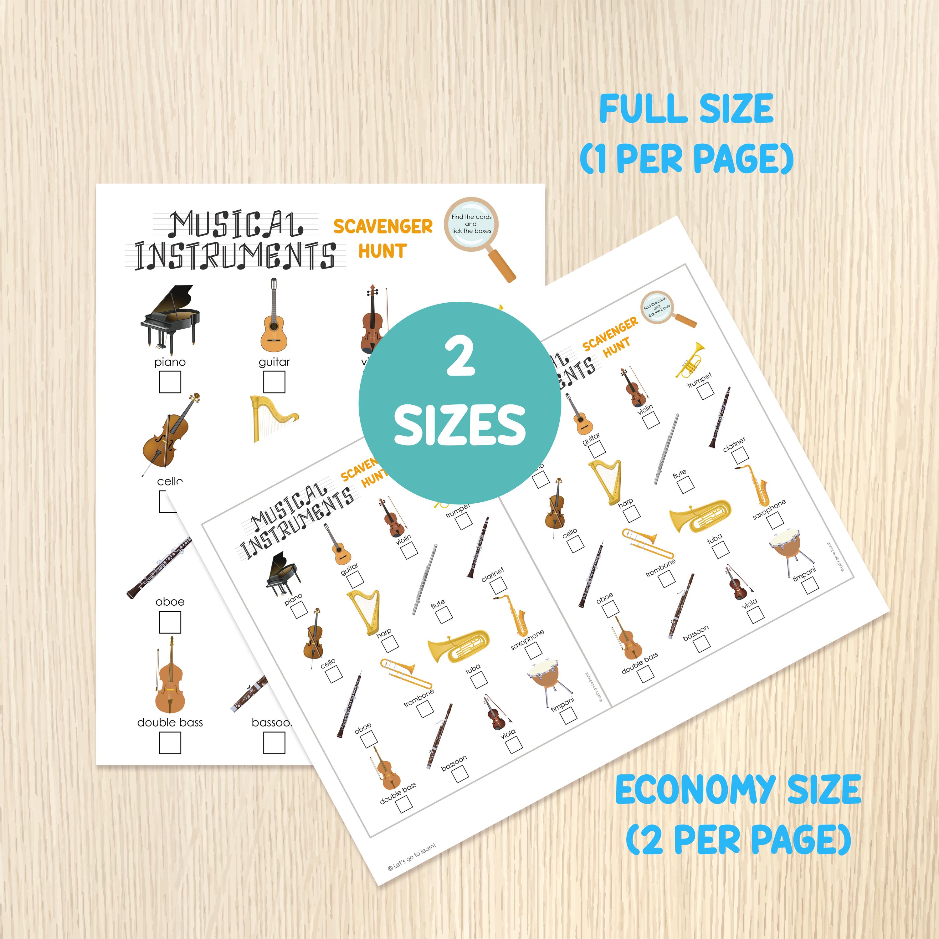 Musical Instruments Scavenger Hunt With Cards - Treasure Hunt Game ...