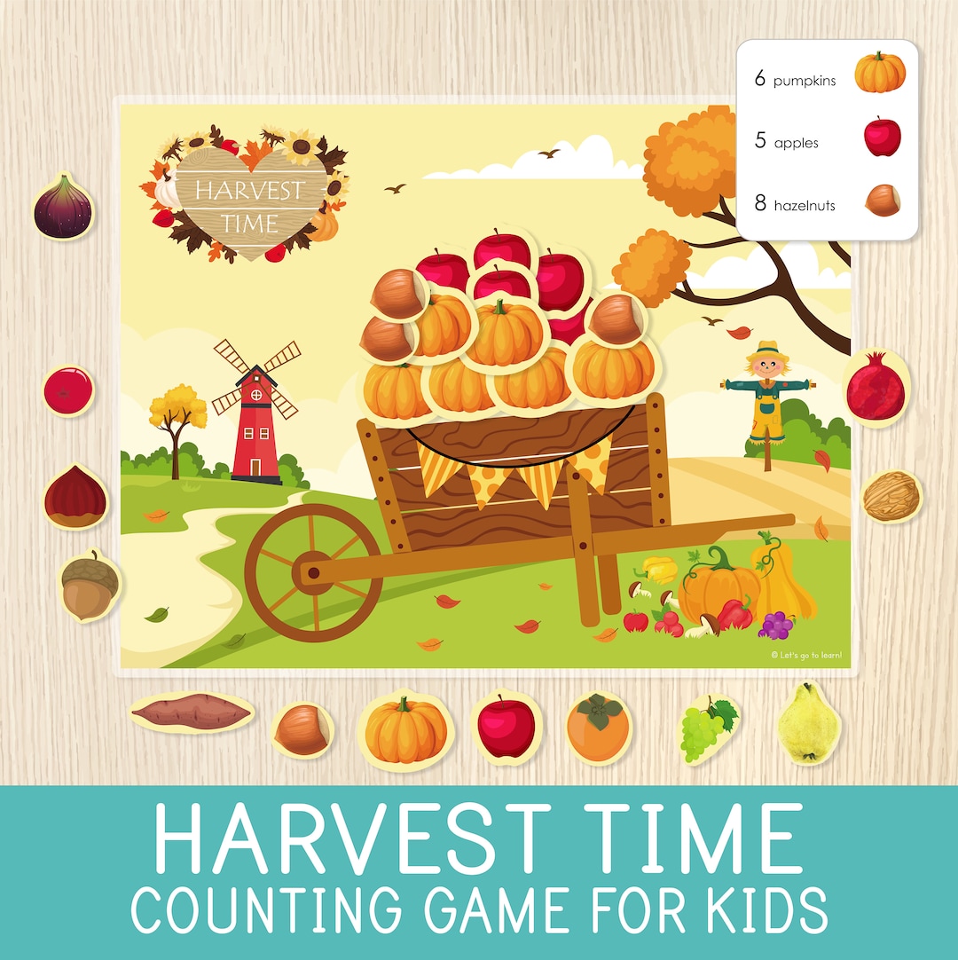 Fall Game for Kids, Autumn Counting Activity, Harvest Time, Task Cards ...