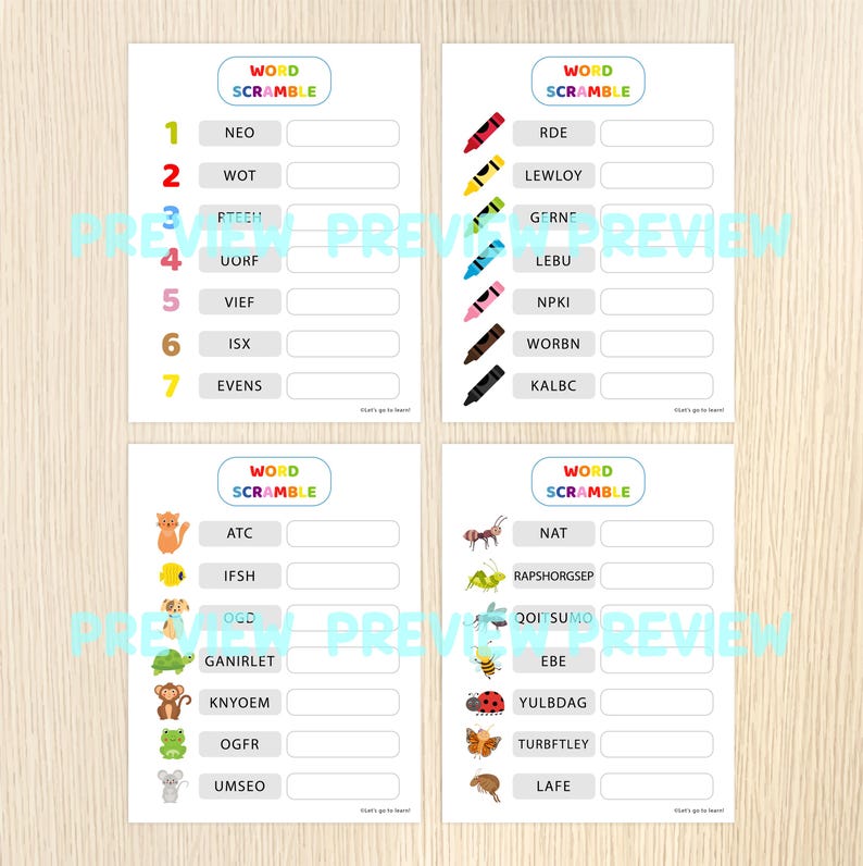 Word Scramble Worksheets Bundle – Kids Word Scramble Games – Vocabulary ...