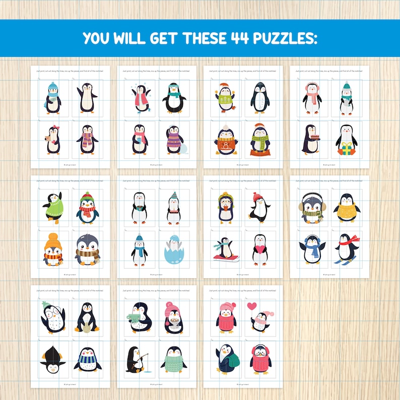 Penguin Matching Game - Winter Puzzle Activity - Match the Halves ...