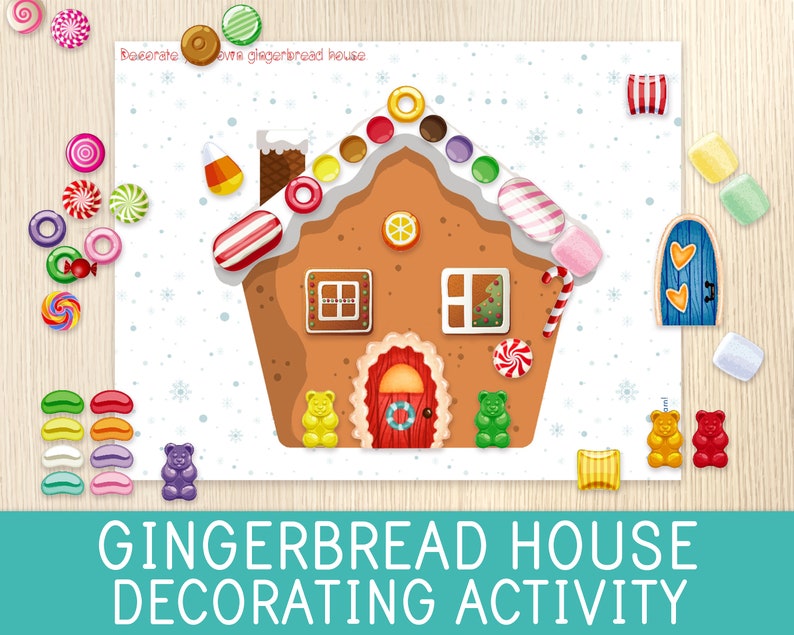 Gingerbread House Decorating Activity, Christmas Game, Paper Craft for ...