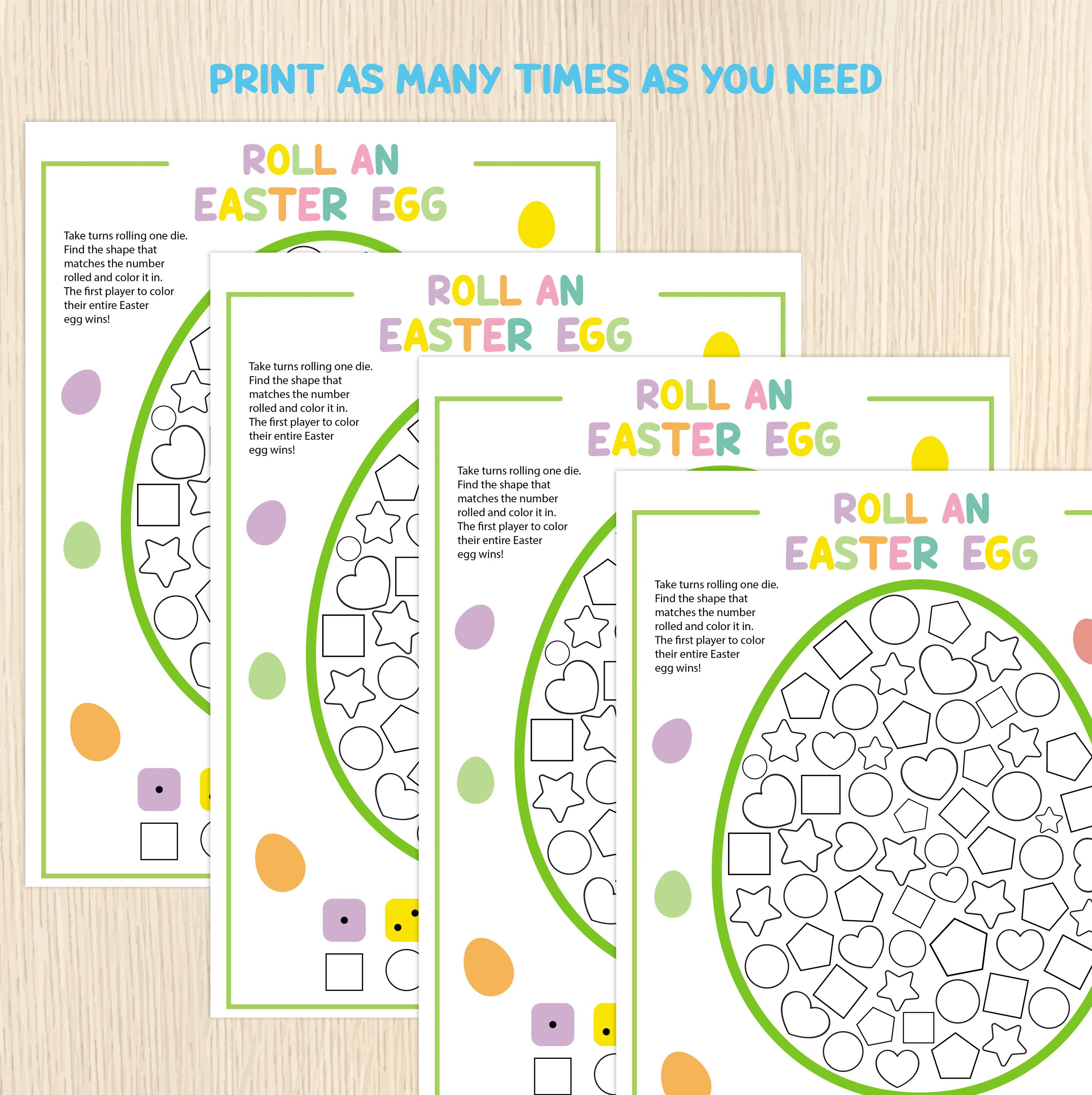 Roll an Easter Egg Game – Easter Math Dice Game – Shape Recognition ...