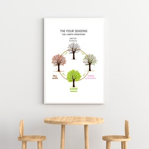 Seasons Poster in English & Spanish, Bilingual Poster, Classroom and ...
