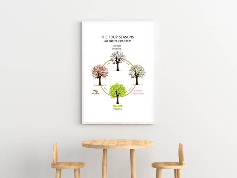 Seasons Poster in English & Spanish Bilingual Poster - Etsy