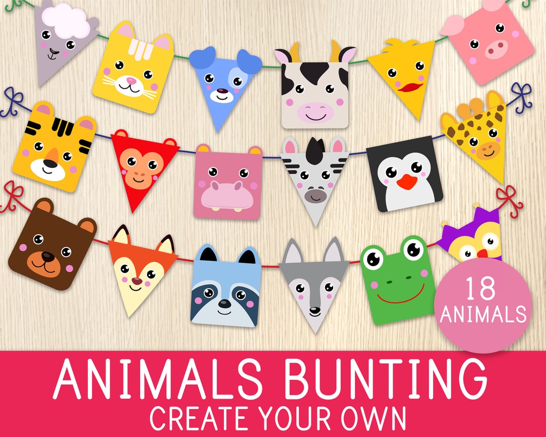 Animals Bunting - Printable Garland - Paper Bunting, Home & Classroom ...