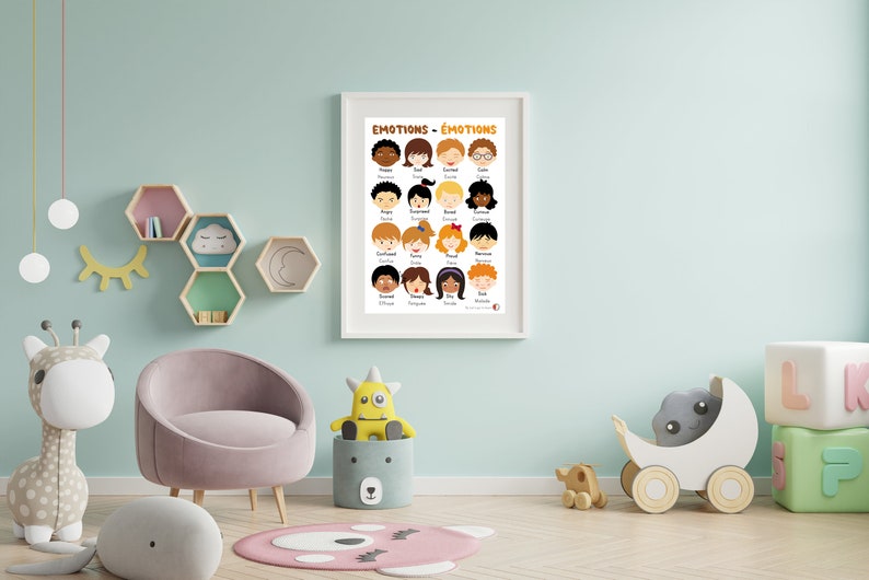 Emotions-Émotions, English-french Printable Poster, Bilingual ...