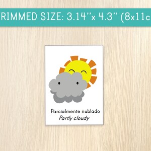 Weather Flashcards, Spanish & English Cards, Bilingual, Preschool ...