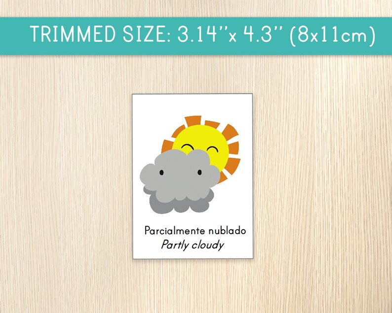 Weather Flashcards Spanish & English Cards Bilingual - Etsy